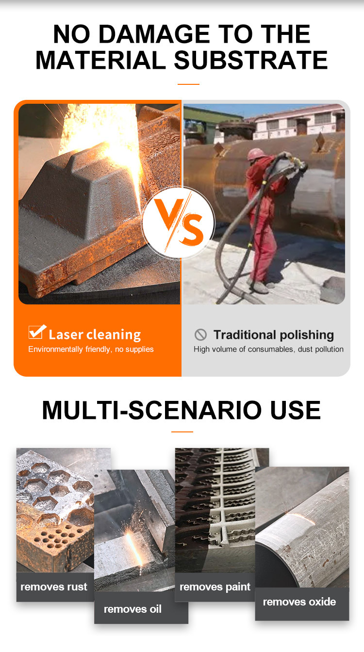 Backpack type pulse fiber laser cleaning machine 50W 100W 200W ...